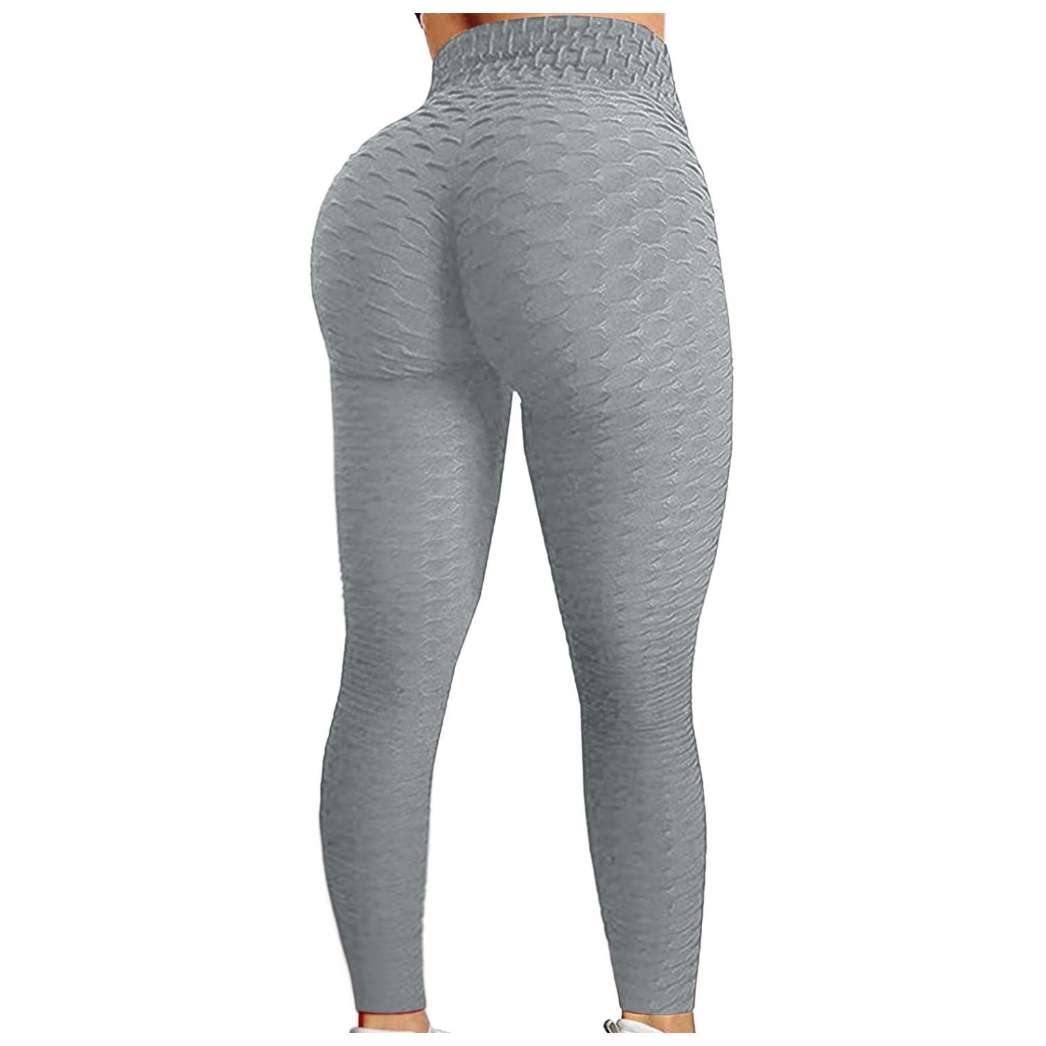 Letshop Leggings for Women Butt Lifting Tummy Control High Waisted Solid Workout Pants Yoga Leggings Gray