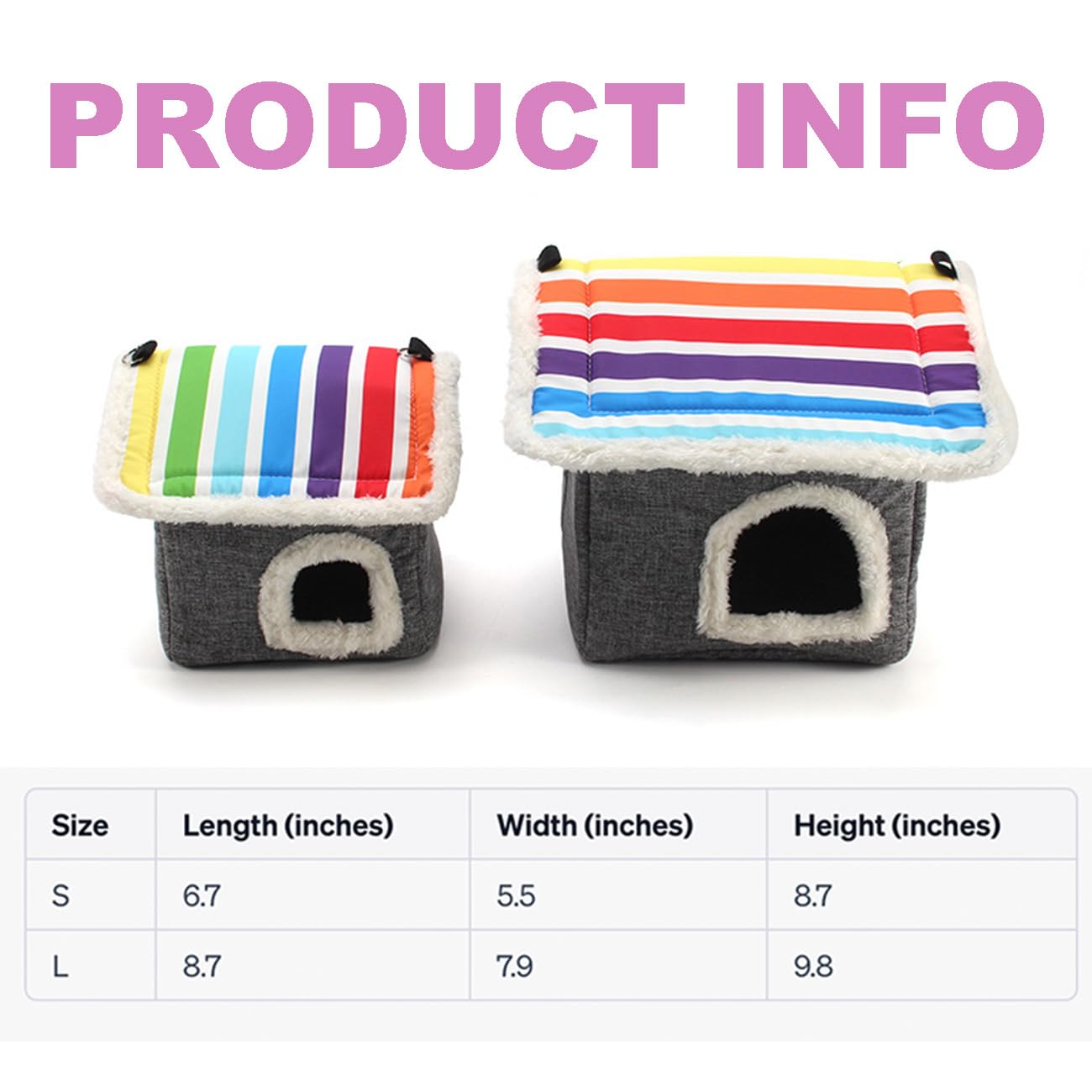 Hedgehog Cave Hamster Guinea Pig Baby Cave Adjustable Temperature Small Animal Cave Cage USB Warm Cage Nest Hideout Sugar Glider Small Animals Baby Cage Warm in Winter (Rainbow,S)
