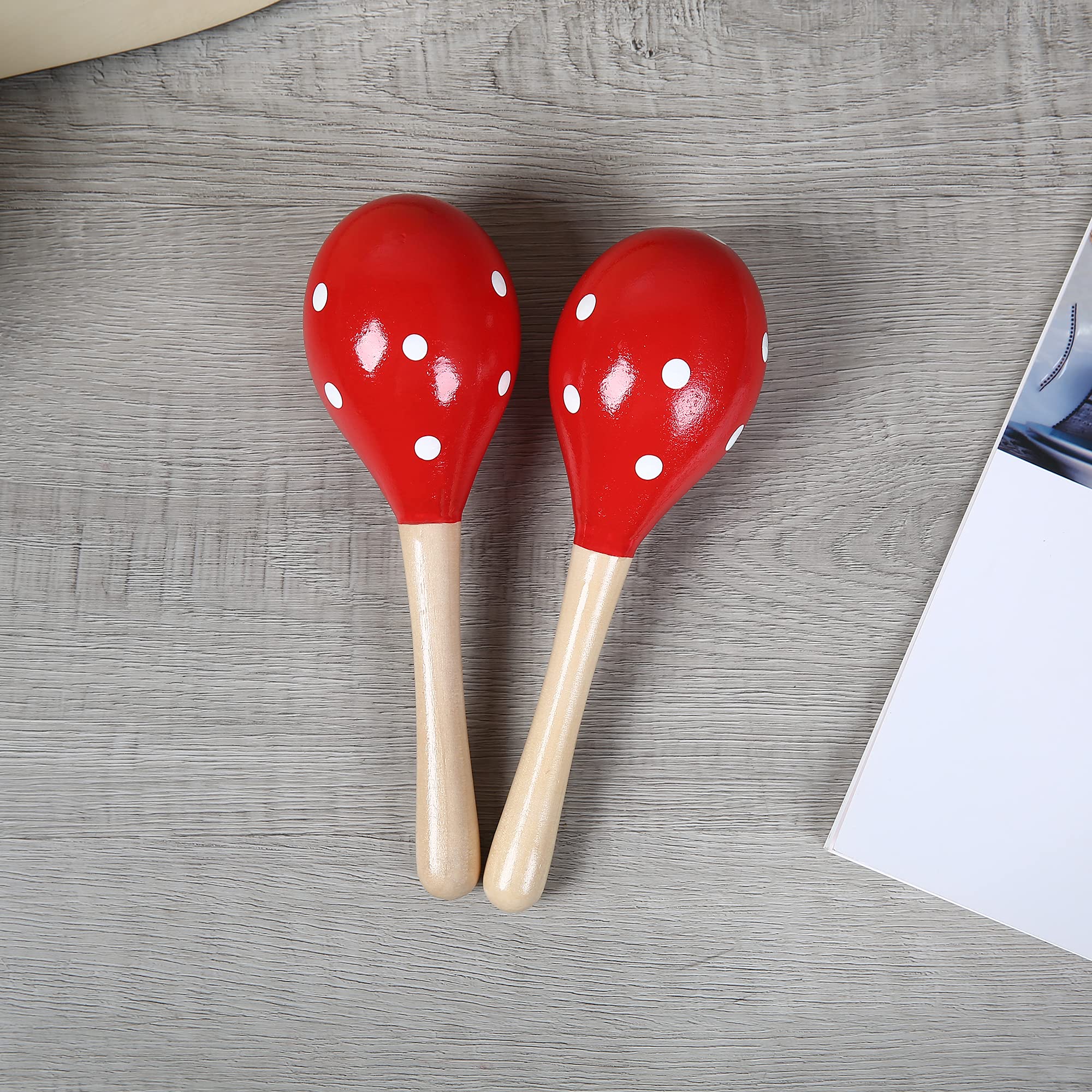 Maracas, Wooden Rumba Shaker Rattle Hand Percussion Musical Instrument for Adults Kids, Set of 2
