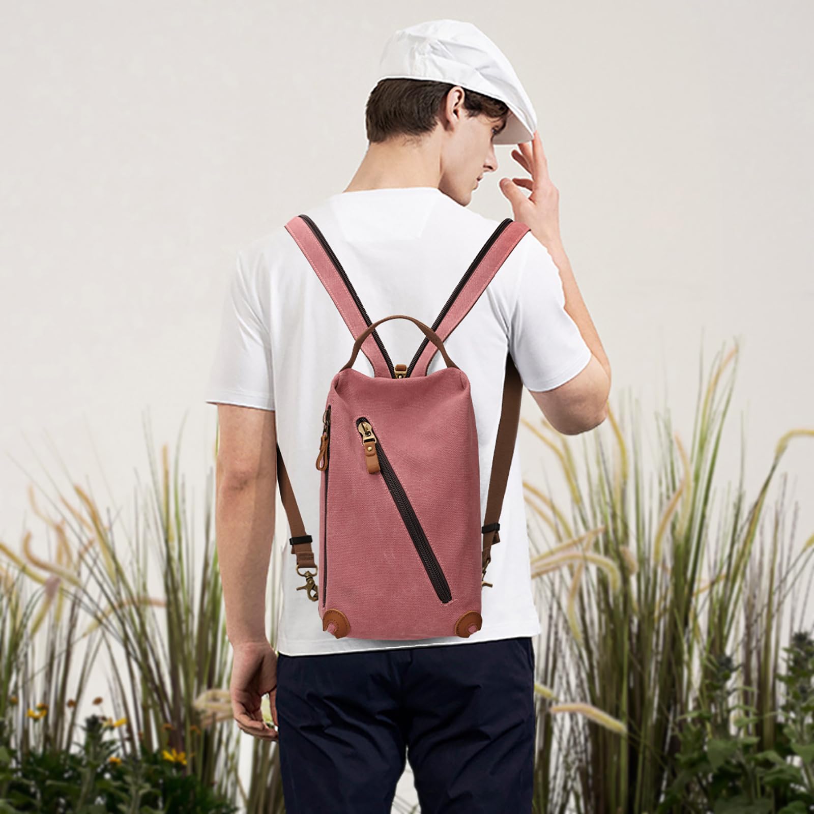 KL928 Canvas Sling Bag - Small Crossbody Backpack Shoulder Casual Daypack Rucksack for Men Women
