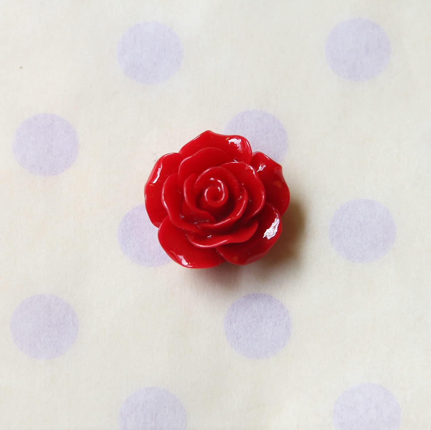 Just Follow 6 Pairs Assorted Colors Resin Rose Flower Earring Studs Set Stainless Steel Post (Yellow+Pink+Green+Purple+White+Red)