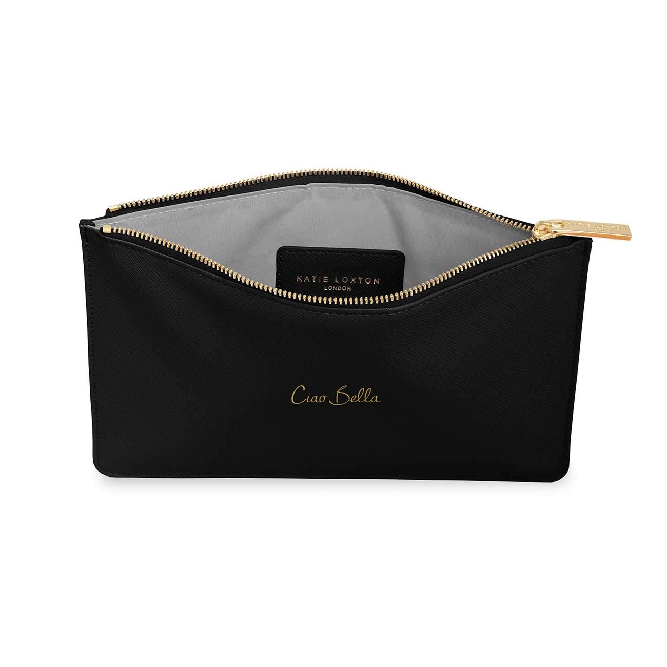 KATIE LOXTON Ciao Bella Womens Medium Vegan Leather Clutch Sentiment Perfect Pouch Black