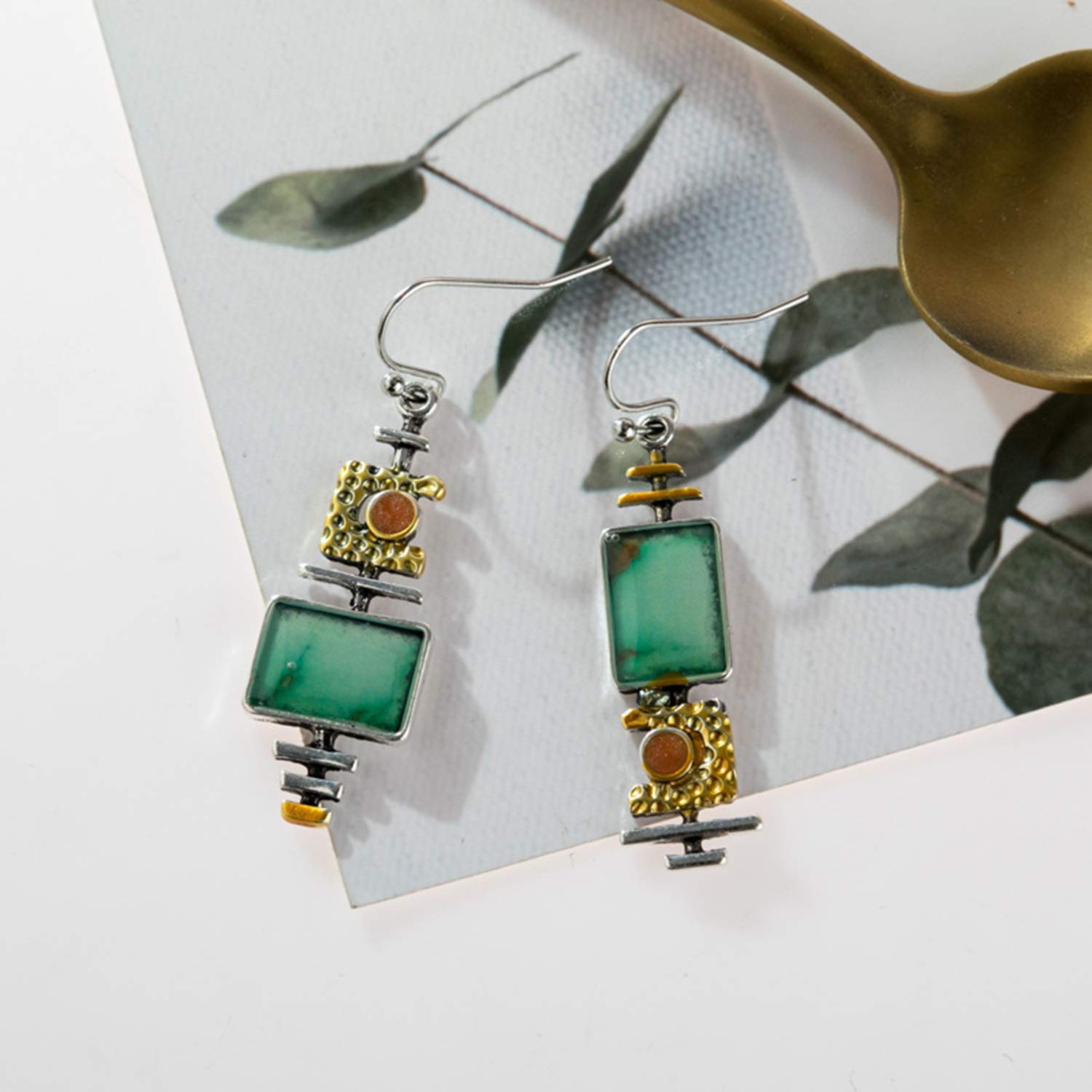 Just Follow Vintag Silver Pendant Earrings Creative Crystal Asymmetric Earrings Charm Women Long Drop Bohemian Earring Jewelry (Vintag Silver Pendant Earrings-Silver)