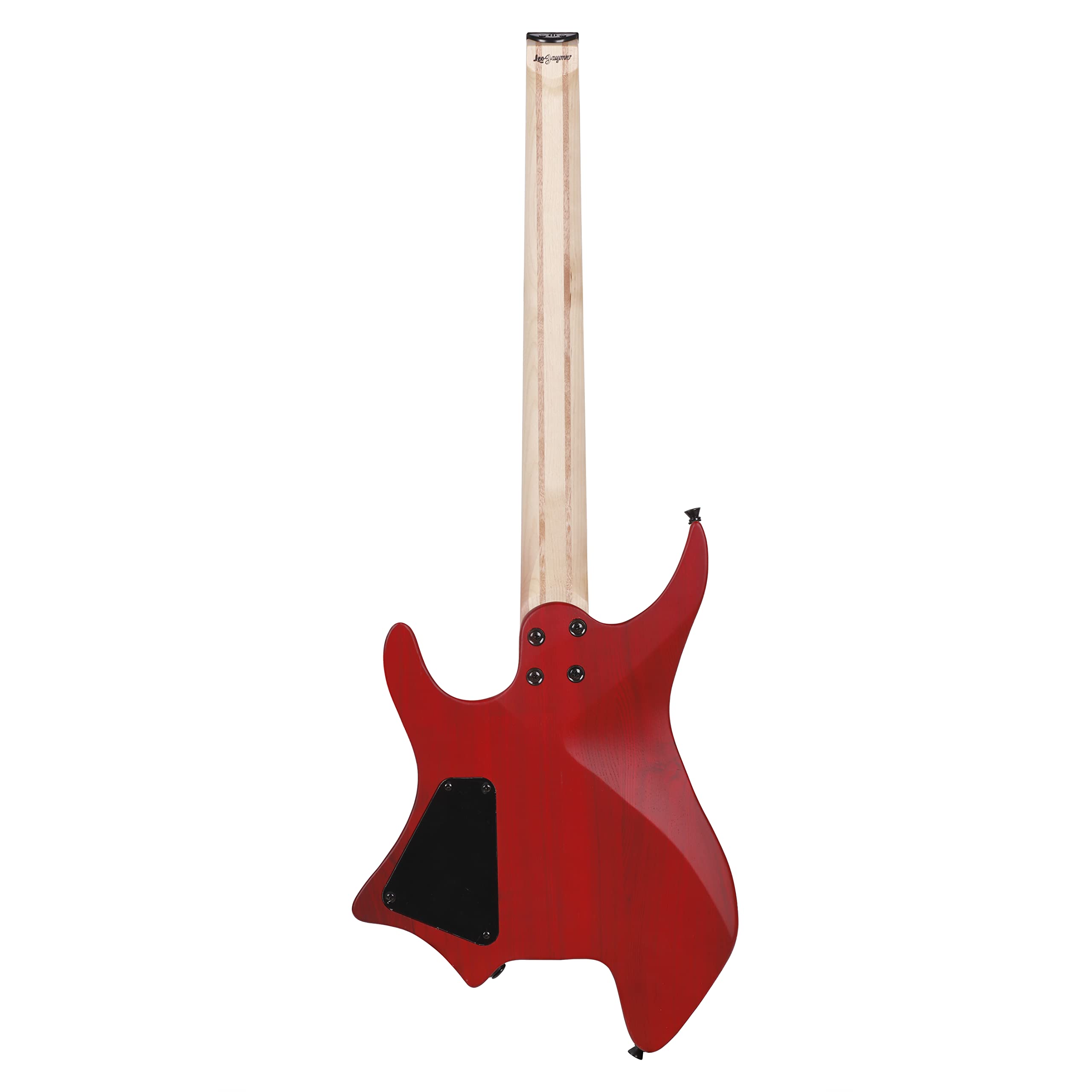 Leo Jaymz 6 Strings Headless Electric Guitar - Full Scale Travel Guitar - Mahogany Body and 5 piece Maple Neck - Burl Veneer,rounded end frets,Customized Pickups (Purple)