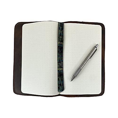 Hide & Drink, Refillable Journal Cover with Strap for Moleskine Cahier, Large Size (5 x 8.25 in.) Notebook, Rustic Protector, Full Grain Leather, Handmade, Bourbon Brown