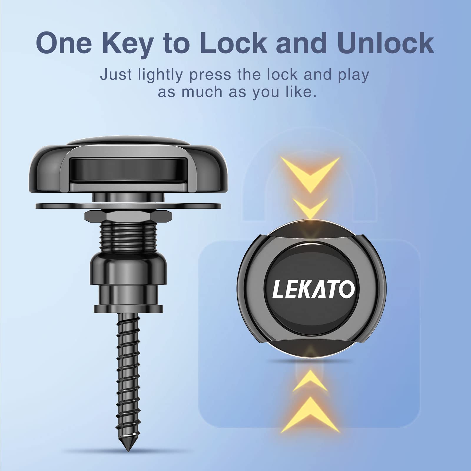 LEKATO Bass Guitar Strap Locks for for Electric Guitar & Bass Strap Locks Security Quick Release Strap Guitar Strap Locks Set Retainer System for Electric Acoustic Guitar, Bass, Ukulele Strap (Black)