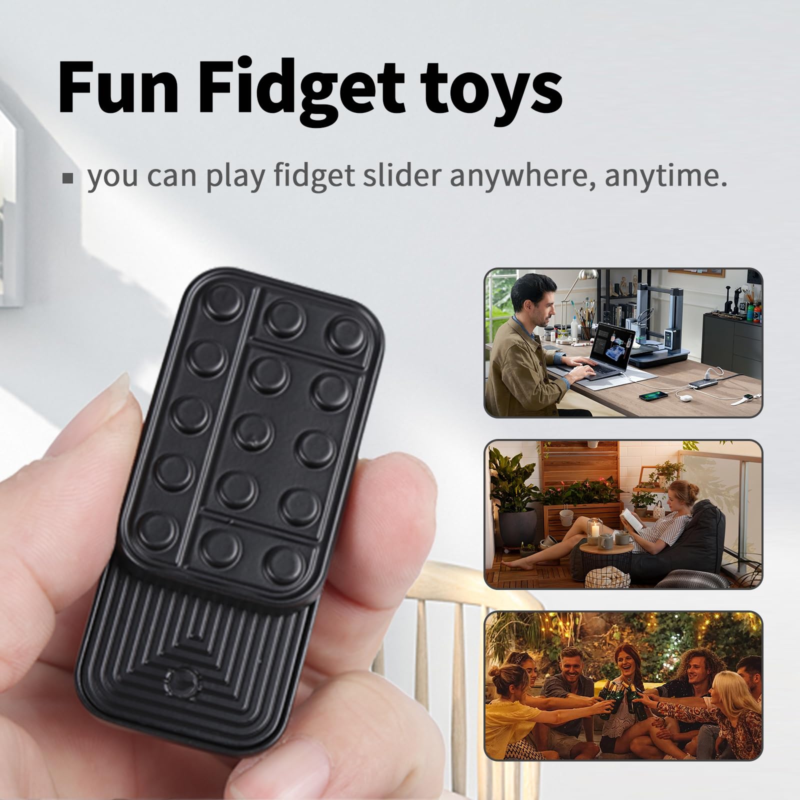 Magneti Metal Fidget Toys for Adults Fidget Slider Haptic Slider EDC Fidget Clicker Building Brick Blocks - Silver1