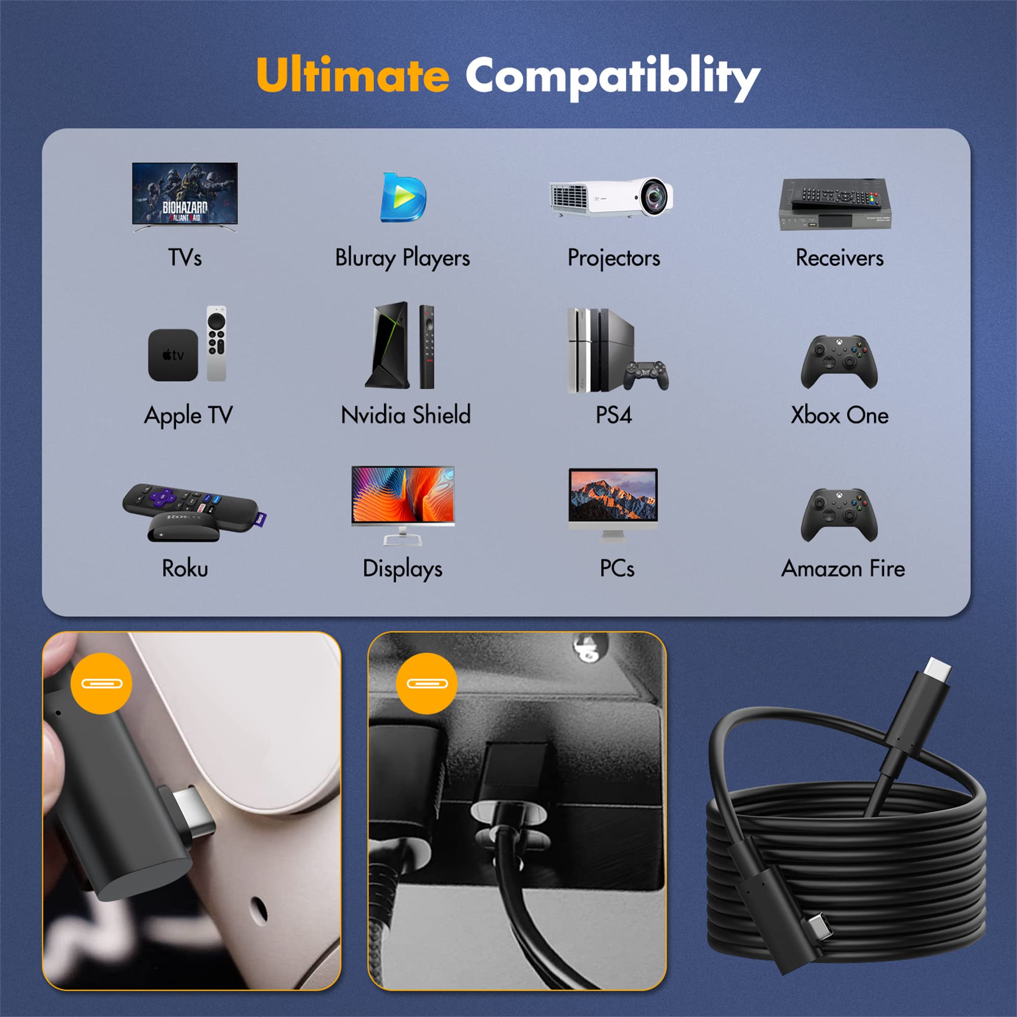 Opcables Quest 2 Link Cable Fiber Optic Cable, USB 3.2 Gen1 USB C to C 5Gbps High Speed Data Transfer Professional Accessories Quest 2 Link Cable for Oculus Quest 2 Valentines Gifts(65.6FT)