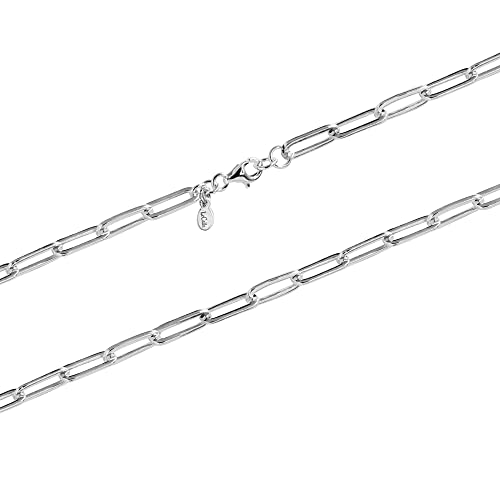 LeCalla 925 Sterling Silver Italian Paperclip-Link Chain Necklace for Women 36 Inches