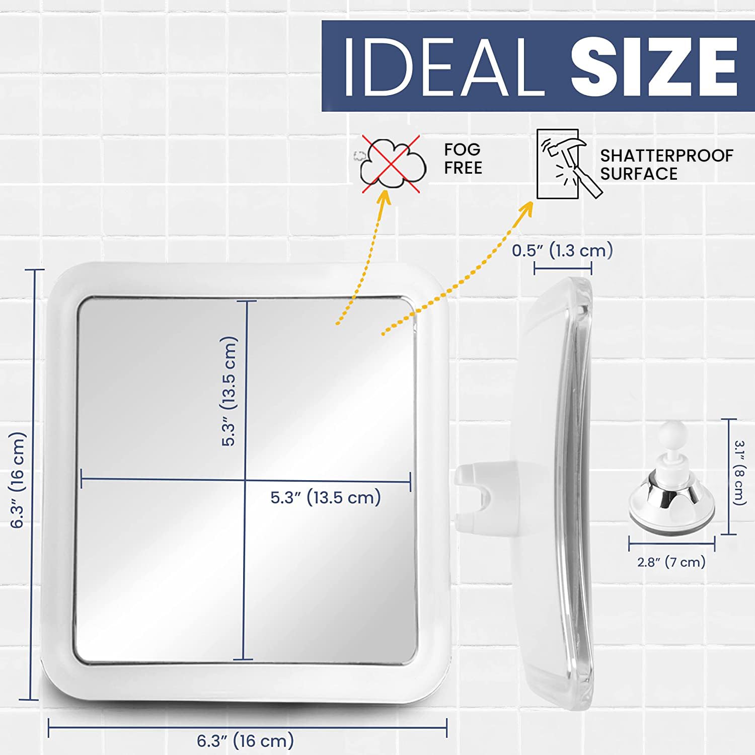 MIRRORVANA Fogless Shower Mirror for Shaving with Upgraded Suction and Black Large & Comfy Hand Held Mirror with Handle (Double-Sided) Bundle