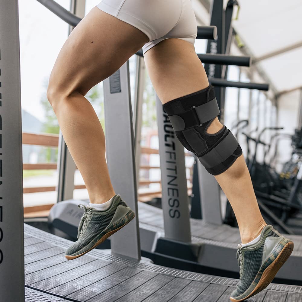 Knee Brace, Knee Stabilizing Support, Effective Knee Pain Relief, Arthritis, ACL, Meniscus Tear, For Bone Protection, Injury Recovery, With Bilateral Stabilizer Adjustable Compression Straps, Unisex (Large)