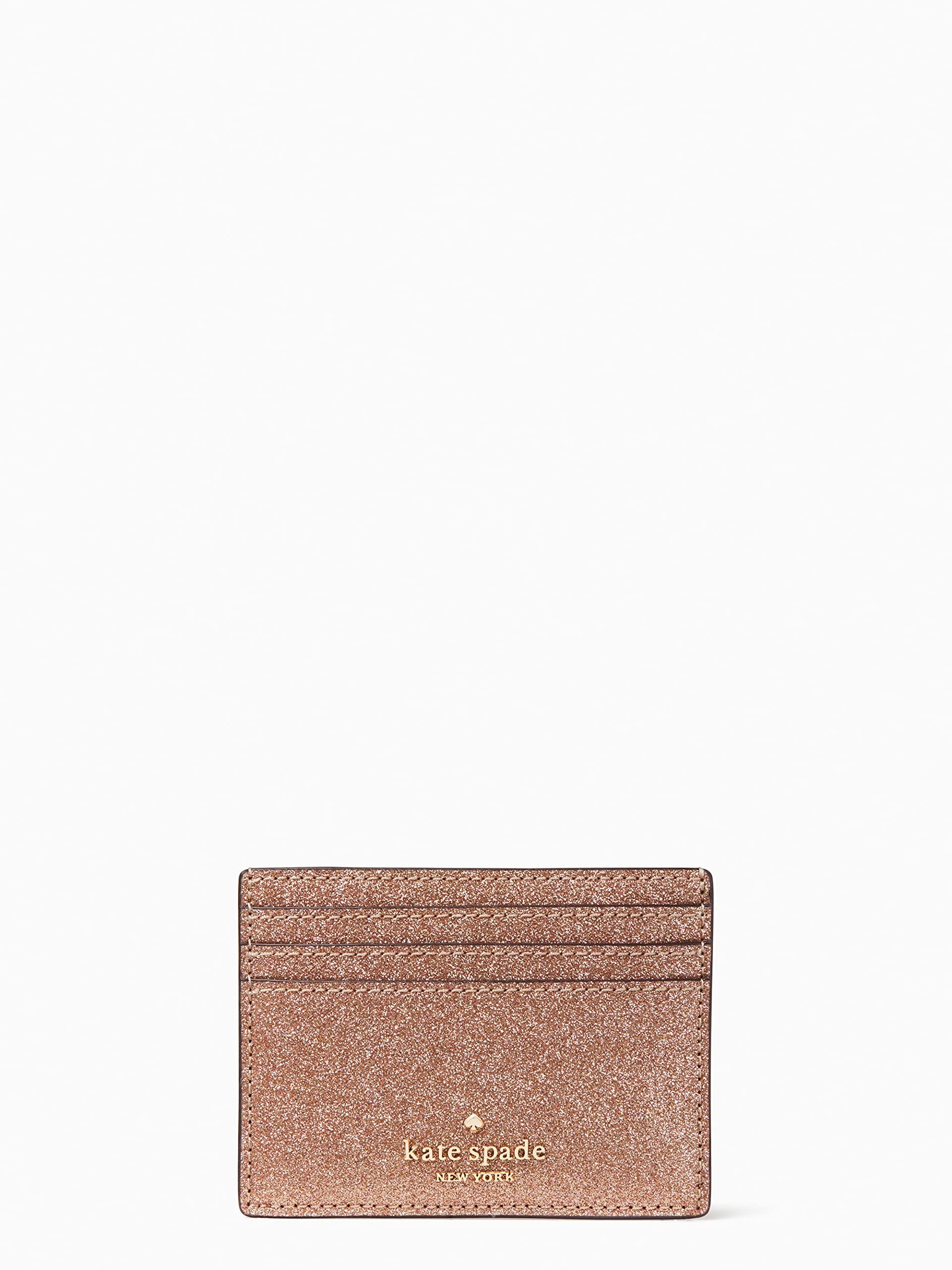 Kate Spade New York Shimmy Glitter Boxed Small Faux Leather Cardholder (Rose Gold)