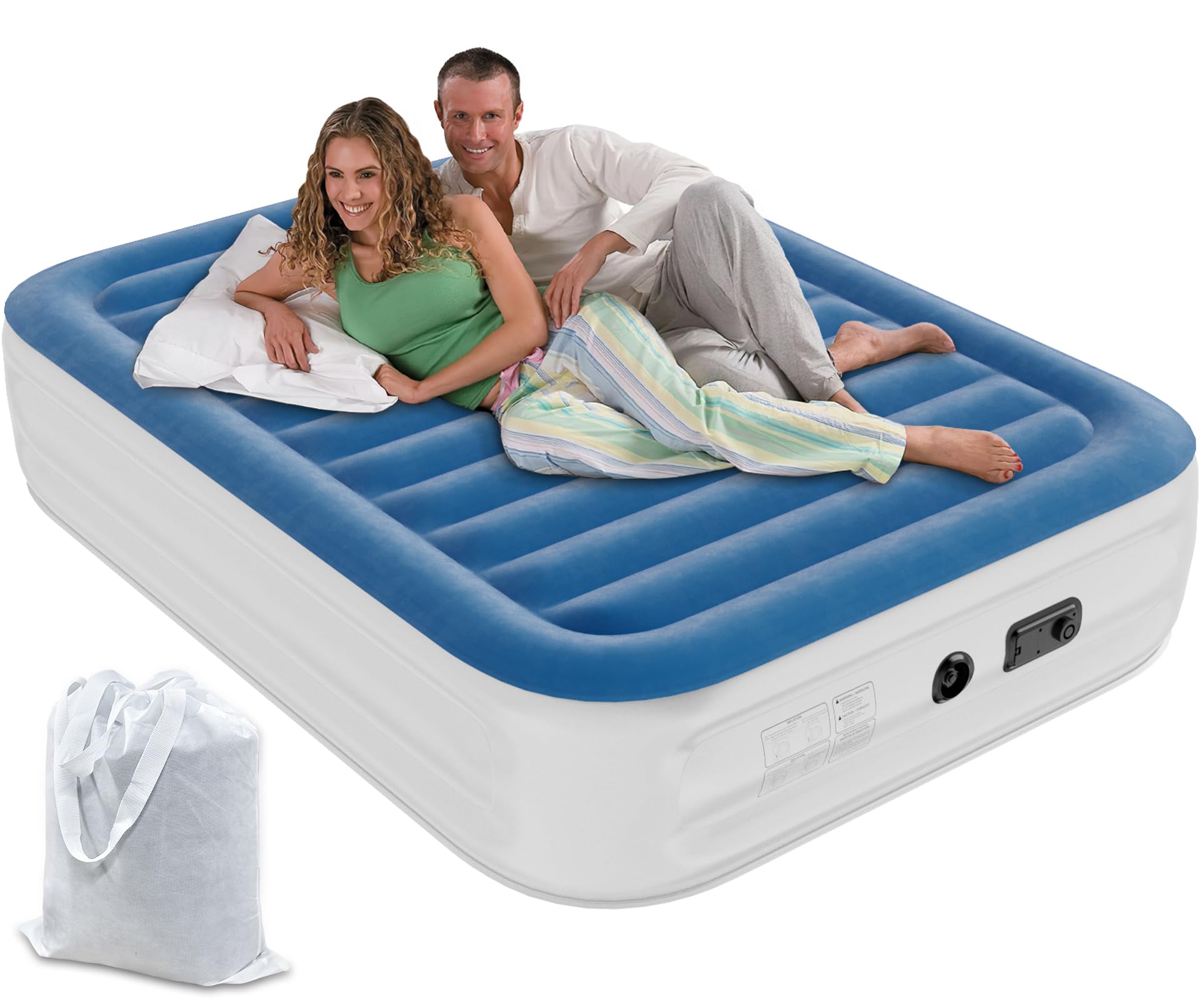 JHUNSWEN Queen Air Mattress - Cozy, Comfortable, Portable, Easy to Clean, Leakproof