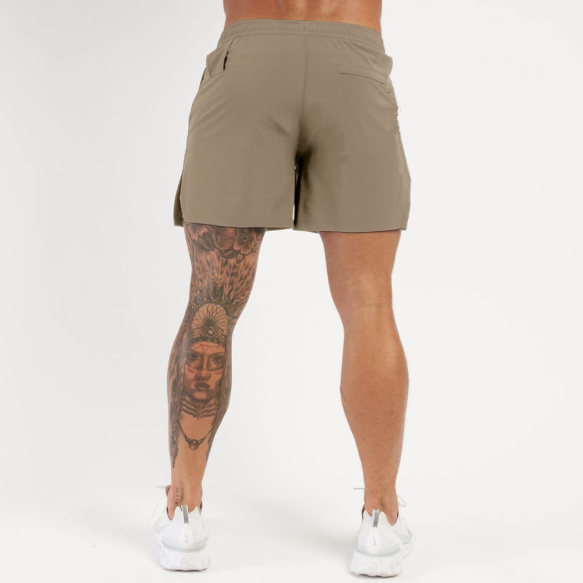Muscle Killer Men's 2 Pack Gym Workout Shorts Athletic Training Shorts Bodybuilding Weightlifting Pants with Zipper Pockets (Regular, Khaki+Black, Medium, Regular Fit)