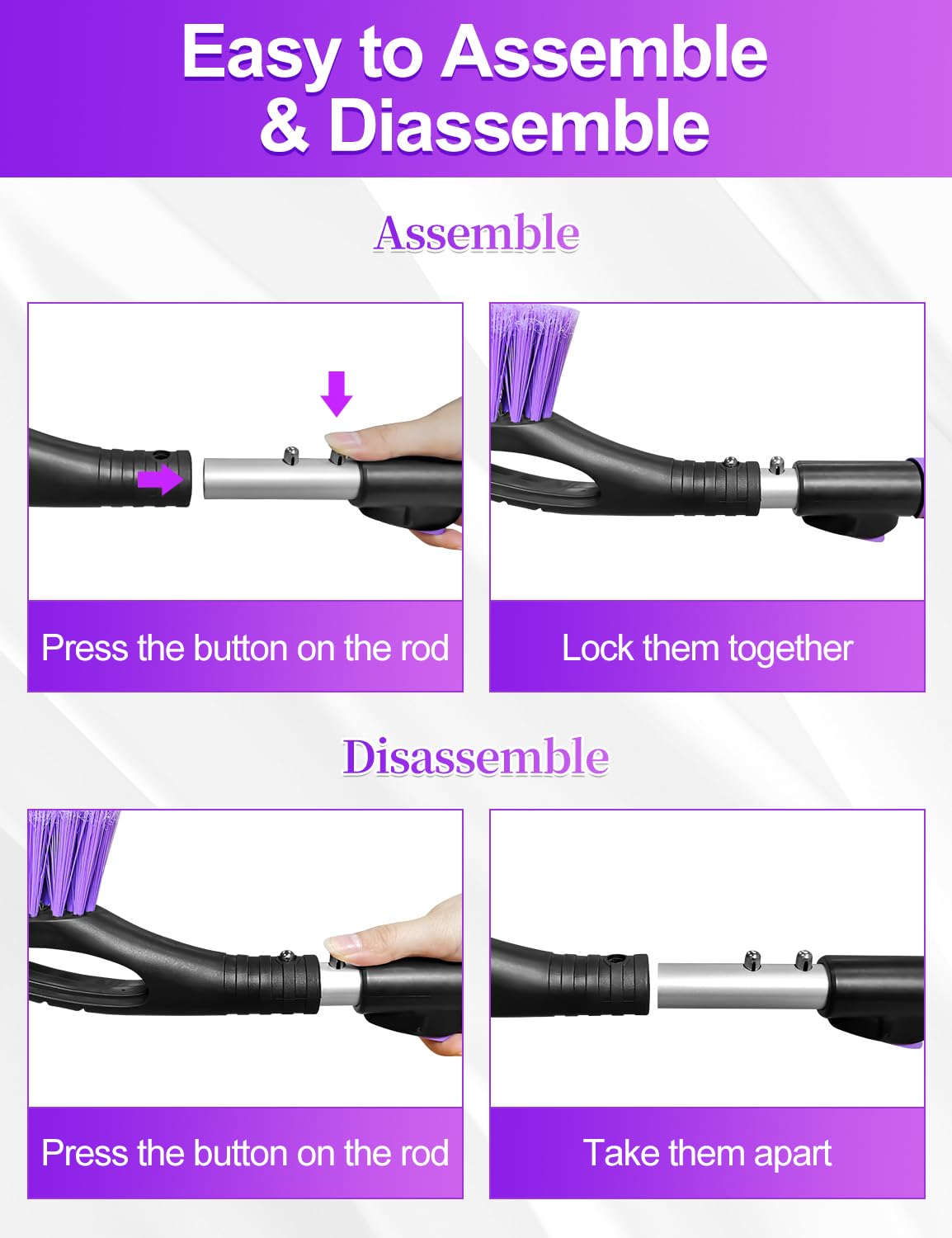 HEEYA Ice Scraper and Brush for Car, Extendable Snow Brush and Ice Scraper for Car Windshield Window, Car Snow Scraper and Brush with Foam Grip for SUV Truck Automobile Vehicle - 1pcs