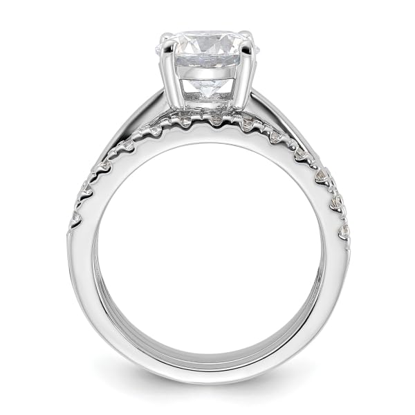 IceCarats 925 Sterling Silver 8mm Cubic Zirconia CZ Solitaire 2 Bands Set