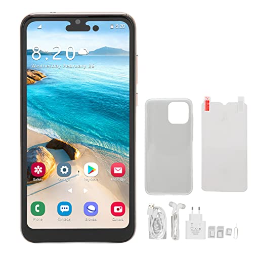 LANTRO JS Gold 6.1in Smartphone with 4GB RAM, 64GB ROM, 4000mAh Battery, Face Recognition, Android 11, and 4G Network, Compatible with EU Plug, ABS Glass Material