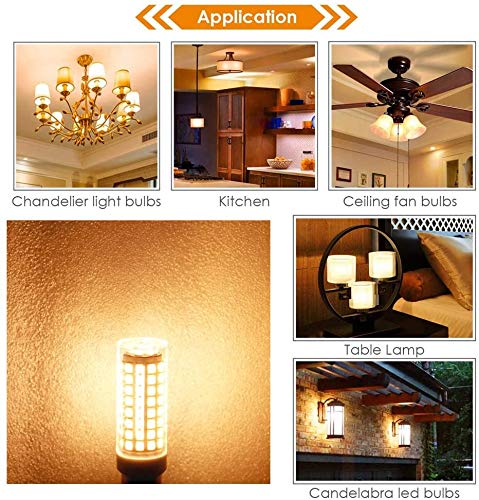 Home High Power lamp E11 T4 Mini-Candelabra Light Bulb 6W 50W to 60W Halogen Replacement (2 Pack) 90SMD2835 Corn JDE11 120V for Chandeliers, Sconce, Cabinet Lighting (Warm White)
