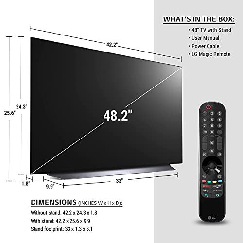 LG OLED48C1PUB / OLED48C1AUB Alexa Built-in C1 Series 48" 4K Smart OLED TV (2021) (Renewed)
