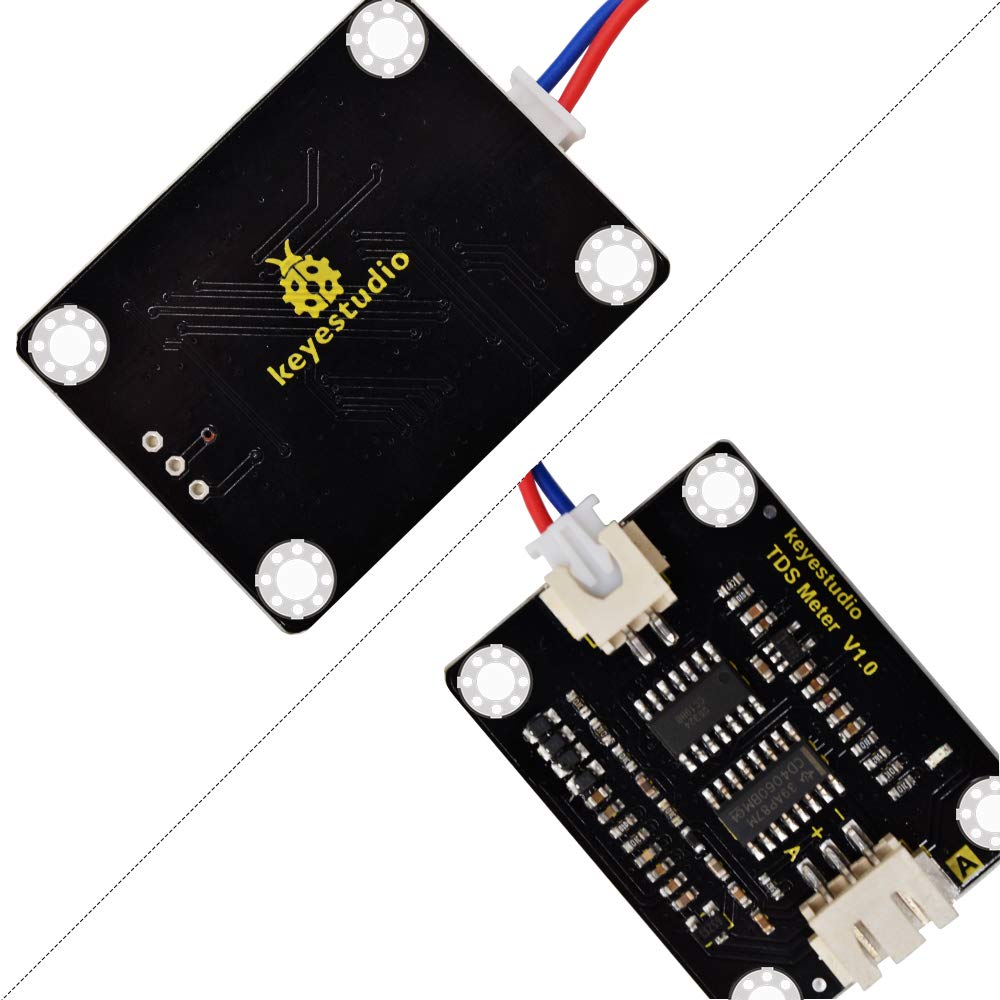 KEYESTUDIO TDS Meter Probe Water Quality Monitoring V1 Sensor Module with XH2.54-3Pin Jumper Wire Connector for Arduino