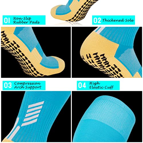 MENDENG Moisture Wicking Soccer Socks Men Anti Slip Athletic Grip Socks 3 Pairs