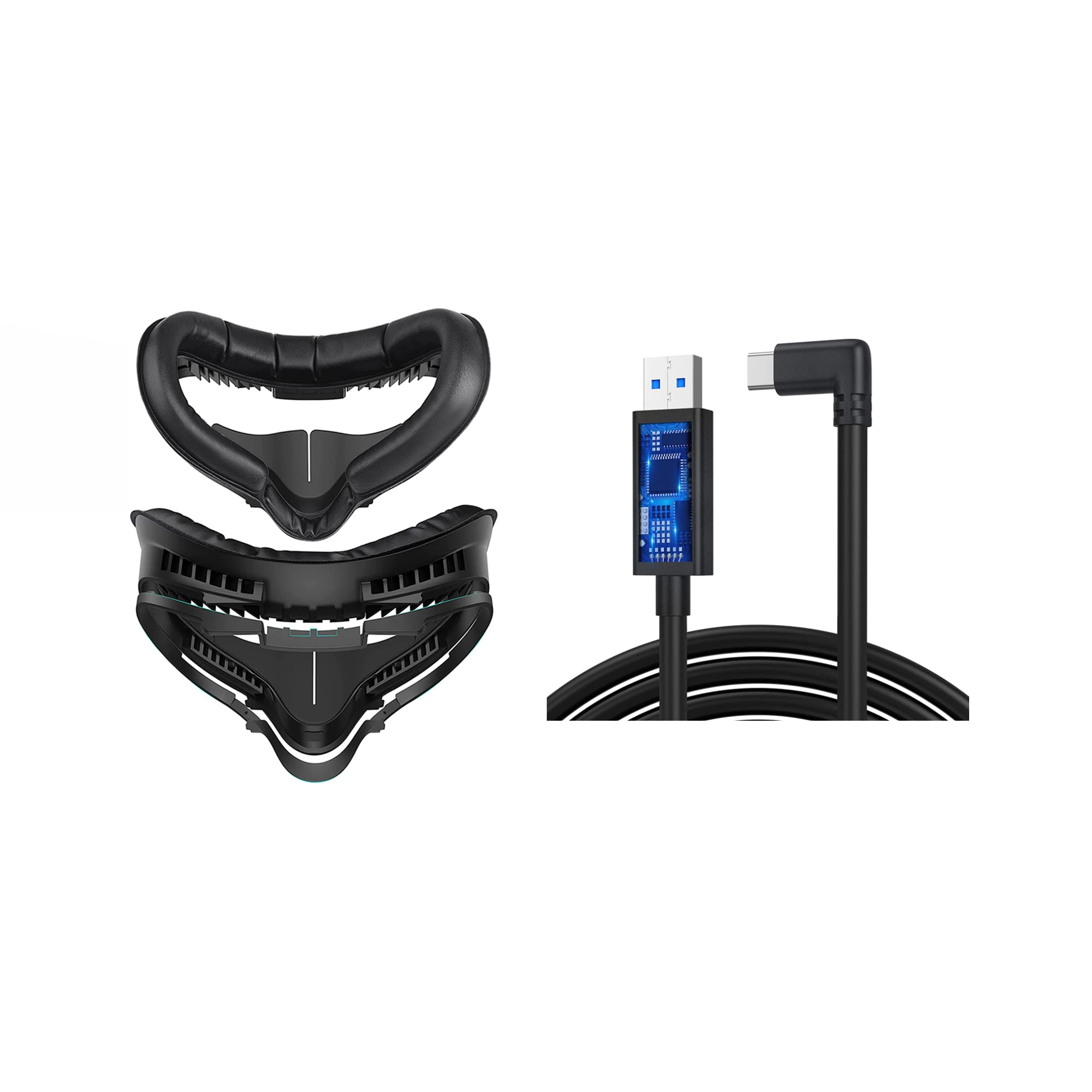 KIWI design USB C Cable 16 Feet/5 Meters and Fitness Facial Interface for Quest 2 Accessories