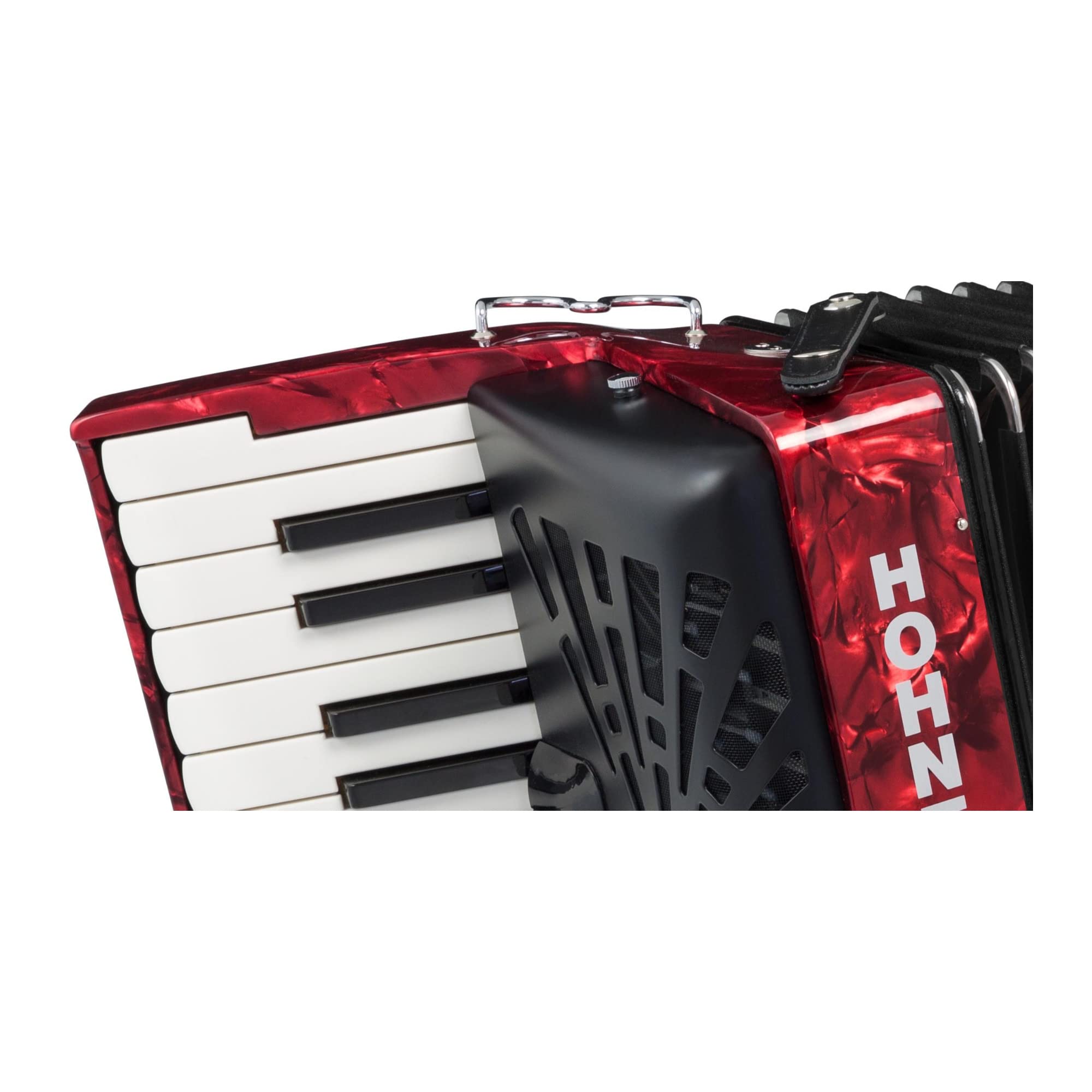Hohner Bravo II 48 Chromatic Piano Key Accordion - Pearl Red