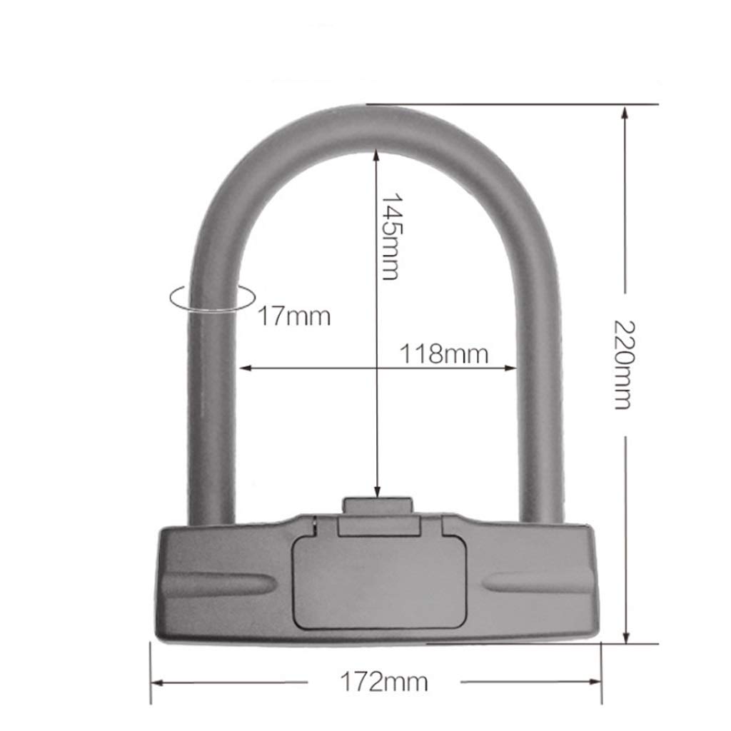 LMNUY u Lock for Bicycle U-Lock Heavy Duty Lock Anti-Theft Lock Anti-Hydraulic Lock 5-Digit Password Lock Bike Lock (Color : Gray)