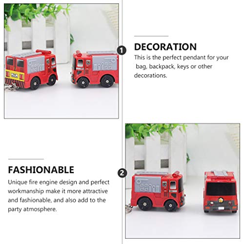 KESYOO 1 Set 2 Pcs Fire Truck Keychain Fire Engine LED Keyring Handbag Hanging Keychain for Kids Fireman Birthday Party Favor (Red)