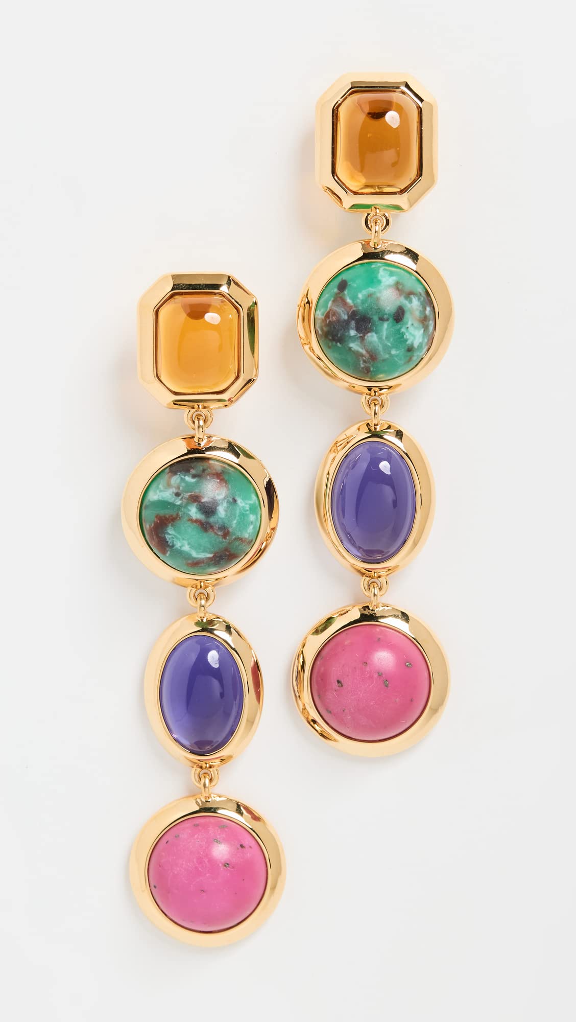 Lele Sadoughi Women's Bezel Jewel Linear Earrings, Glass Rainbow, One Size