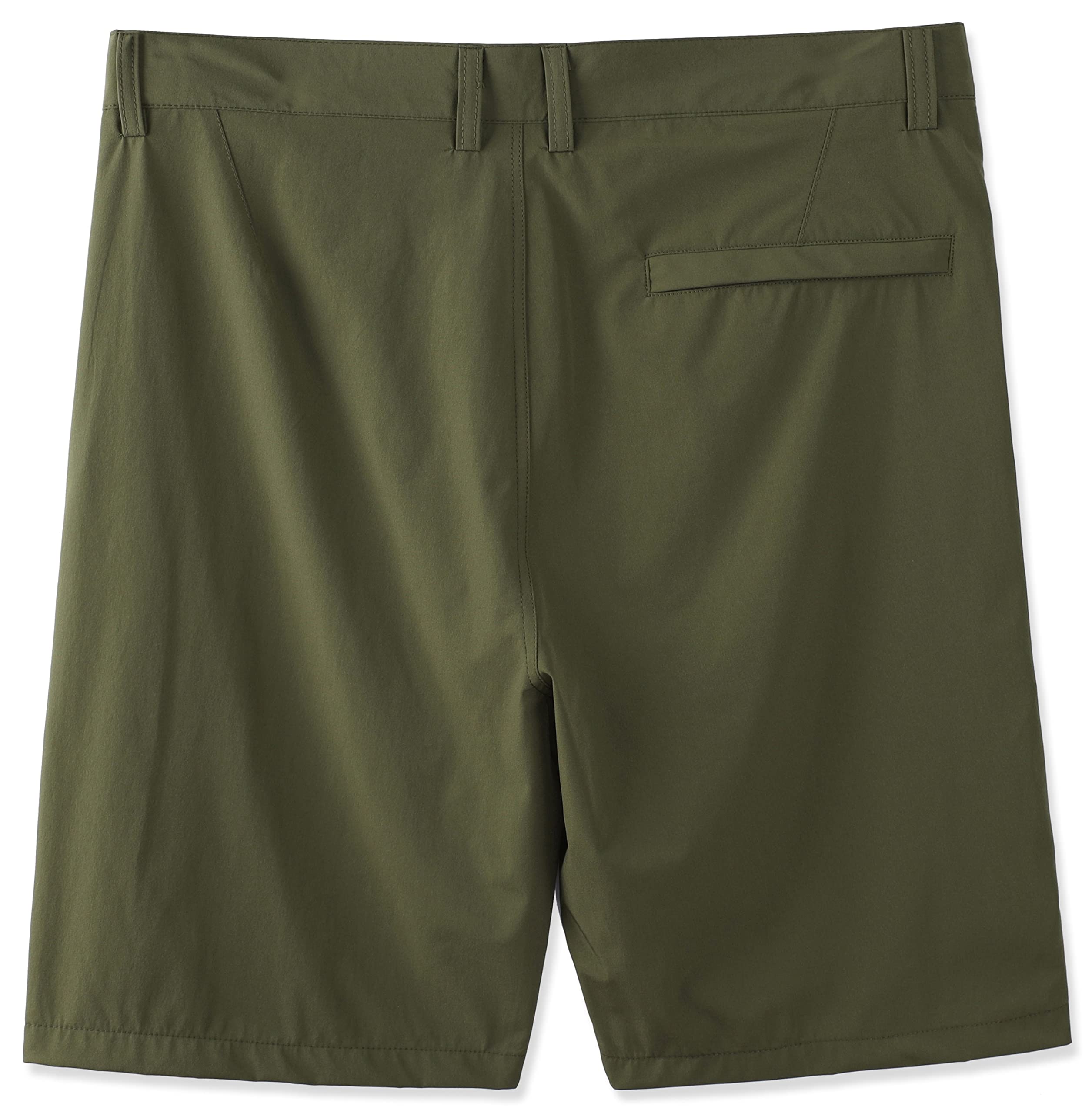 HARBETH Men's Performance Quick Dry Slim Fit 9 Inch Active Hybrid Dress Chino Golf Hiking Shorts Army Green 34