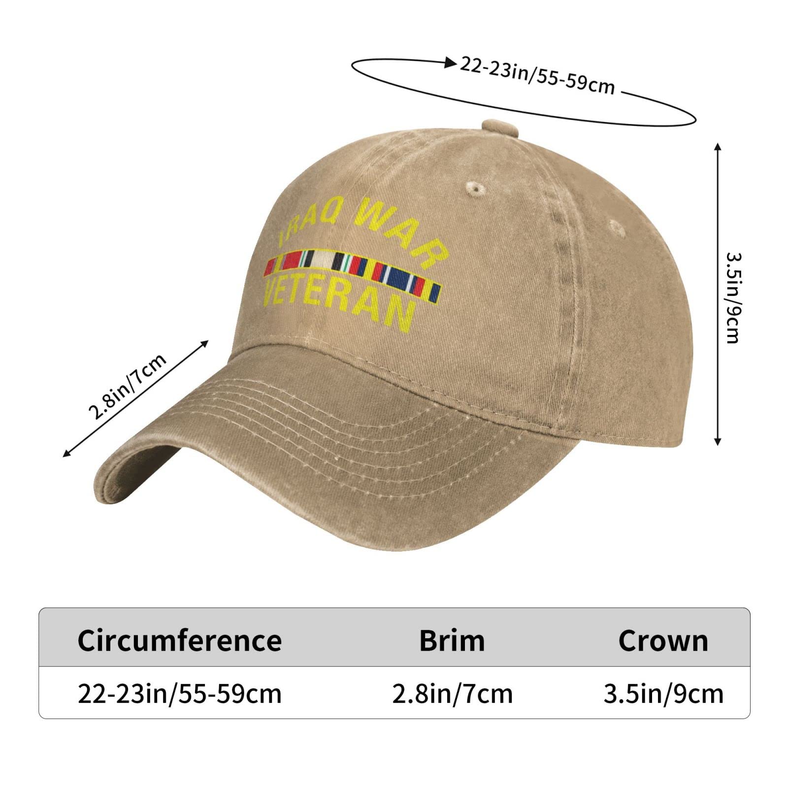 Menglo Iraq War Veteran Unisex Adjustable Cap Trucker Hats Dad Baseball Hats Cotton Cowboy hat Natural