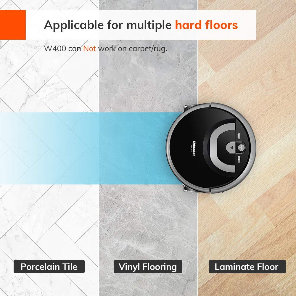 ILIFE Shinebot W400 Floor Washing Scrubbing Robot for Hard Floor, Dual 0.9L Water Tank (Renewed)