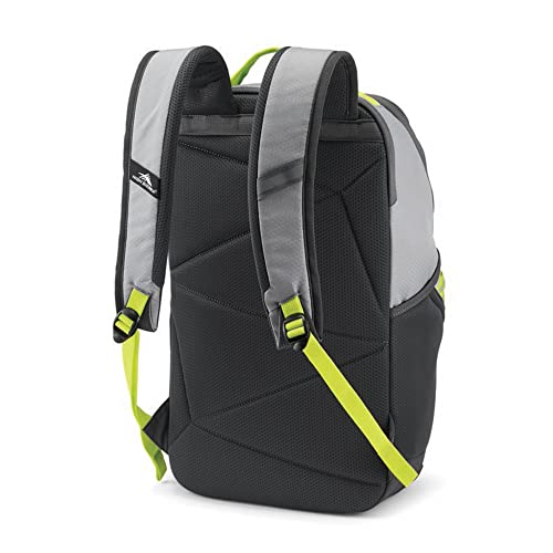 High Sierra Swoop SG Backpack, Travel or Work Laptop Bookbag with Drop Protection Pocket, and Tablet Sleeve, One Size, Steel Grey/Neon Green