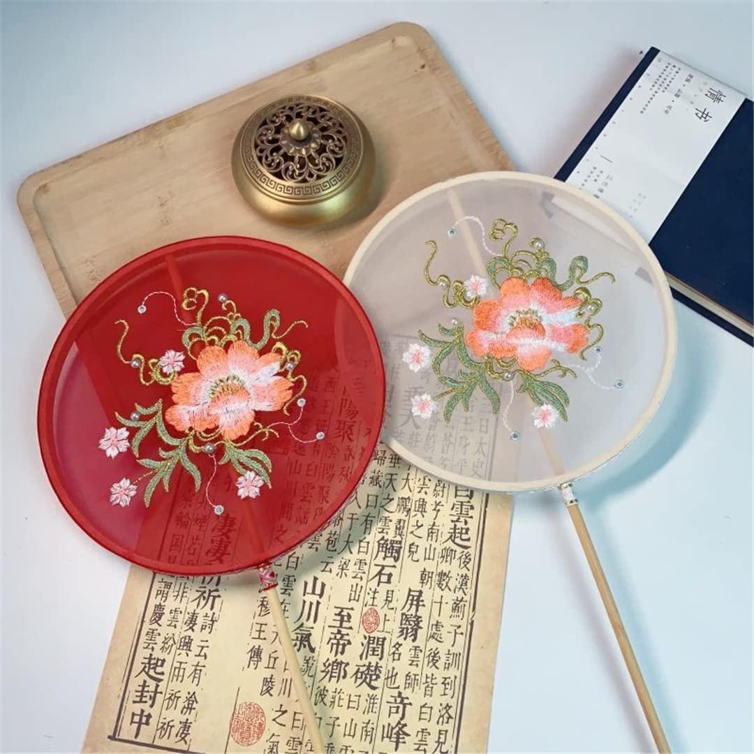Lmtossey Embroidery Ancient Fan Chinese Style Silk Summer Classical Hanfu Dance Cheongsam Hanfu Hand Fan for Women