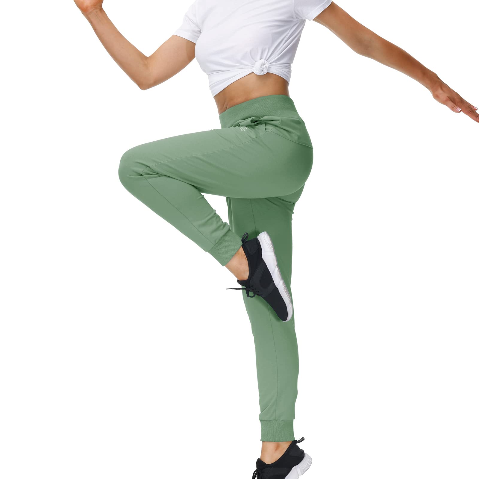 JINSHI Women Running Pant Workout Sweatpant Basic Jogger Pant Breathable Casual Pant Bean Green,L
