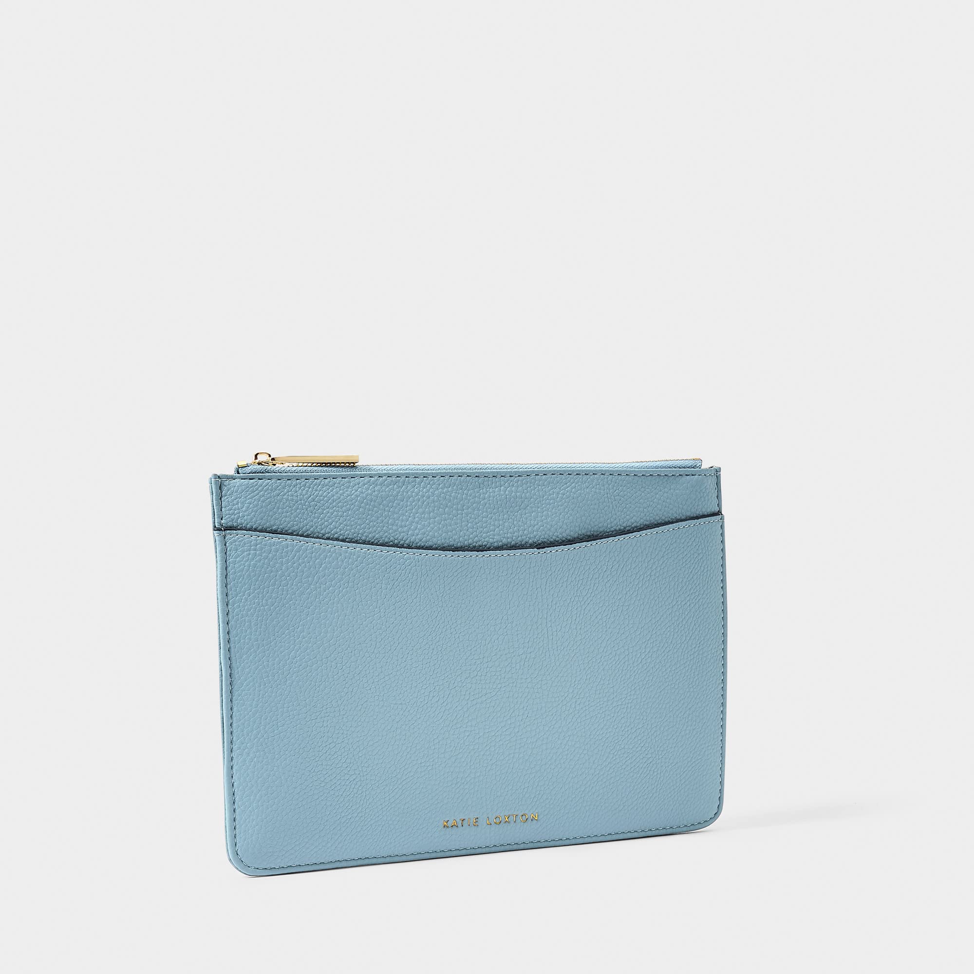 KATIE LOXTON Cara Womens Medium Vegan Leather Slip Pocket Clutch Handbag Pouch Blue