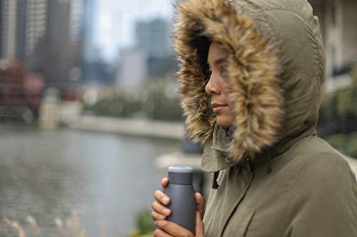 Kälvin Insulated Water Bottle, Charcoal Grey, 14.2 oz (420ml) - Shake to Activate Hand Warmer & Ice Pack, BPA Free, Hot Water Bottle