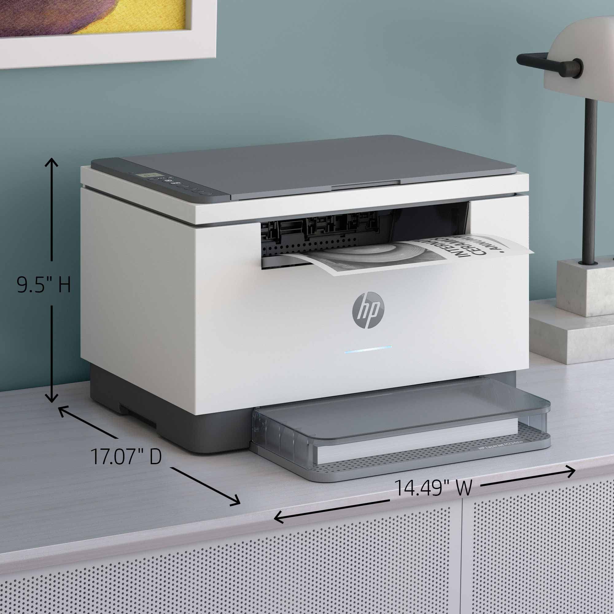 HP Laserjet MFP M234dw All-in-One Wireless Monochrome Laser Printer, Print Scan Copy - 30 ppm, 600 x 600 dpi, 1.3" LCD, 8.5" x 14", Auto Duplex Printing, USB 2.0, Ethernet, Gray, Cbmou Printer Cable