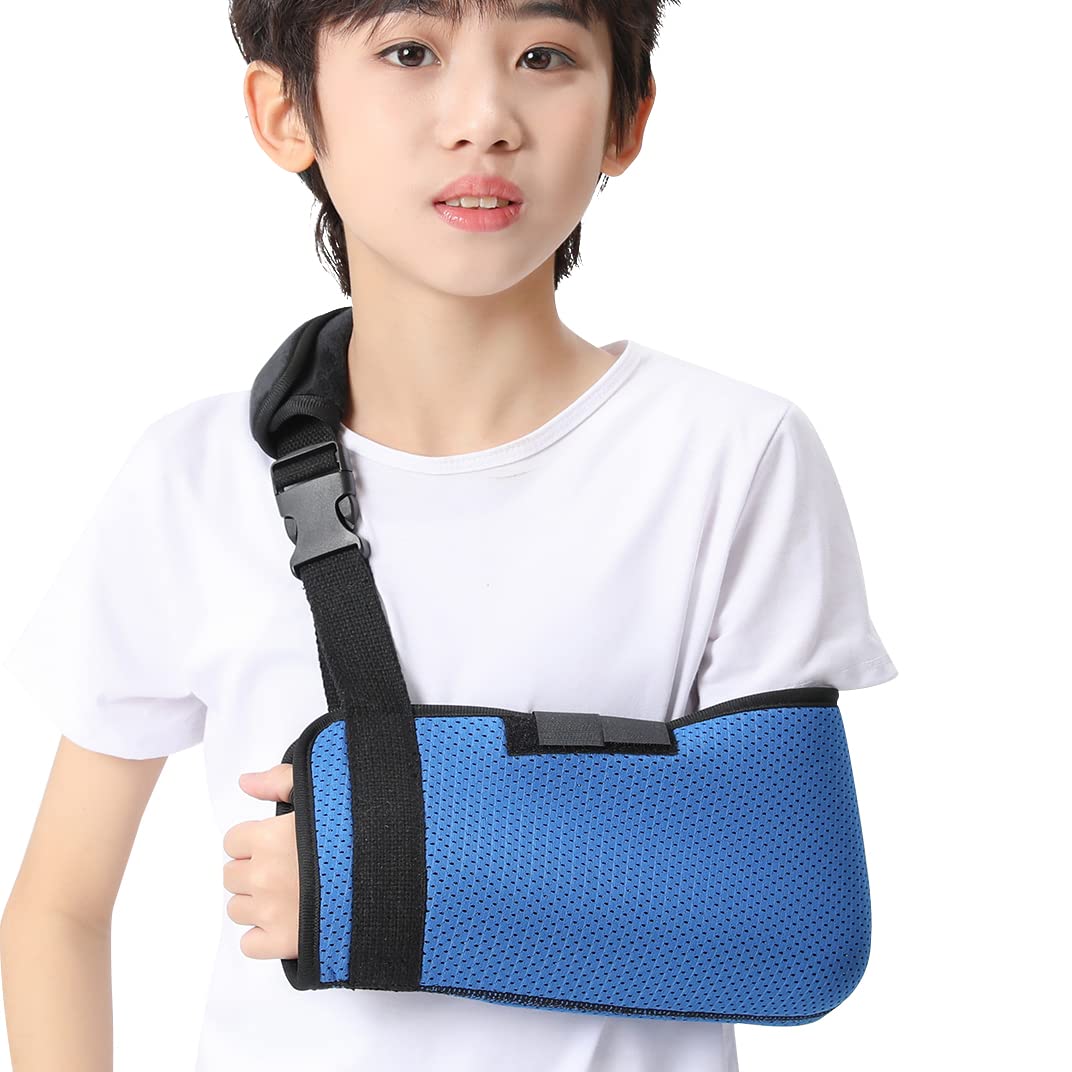 Ledhlth Soft Foam Arm Sling Blue for Shoulder Kids Toddler Arm Support Brace for Broken Collarbone Children Shoulder Immobilizer for Shoulder Injury (Kids S)