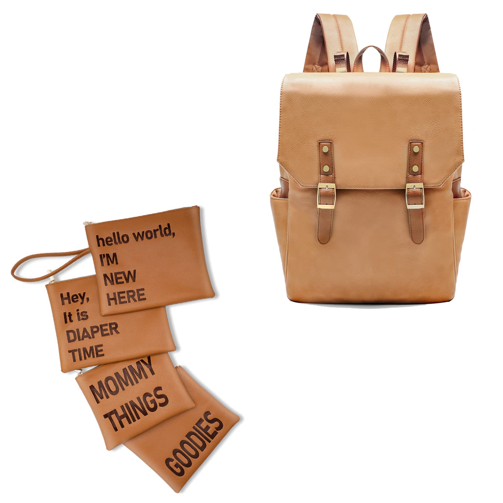 miss fong Leather Diaper Bag Backpack & Diaper Bag Organizer Pouches Bundle