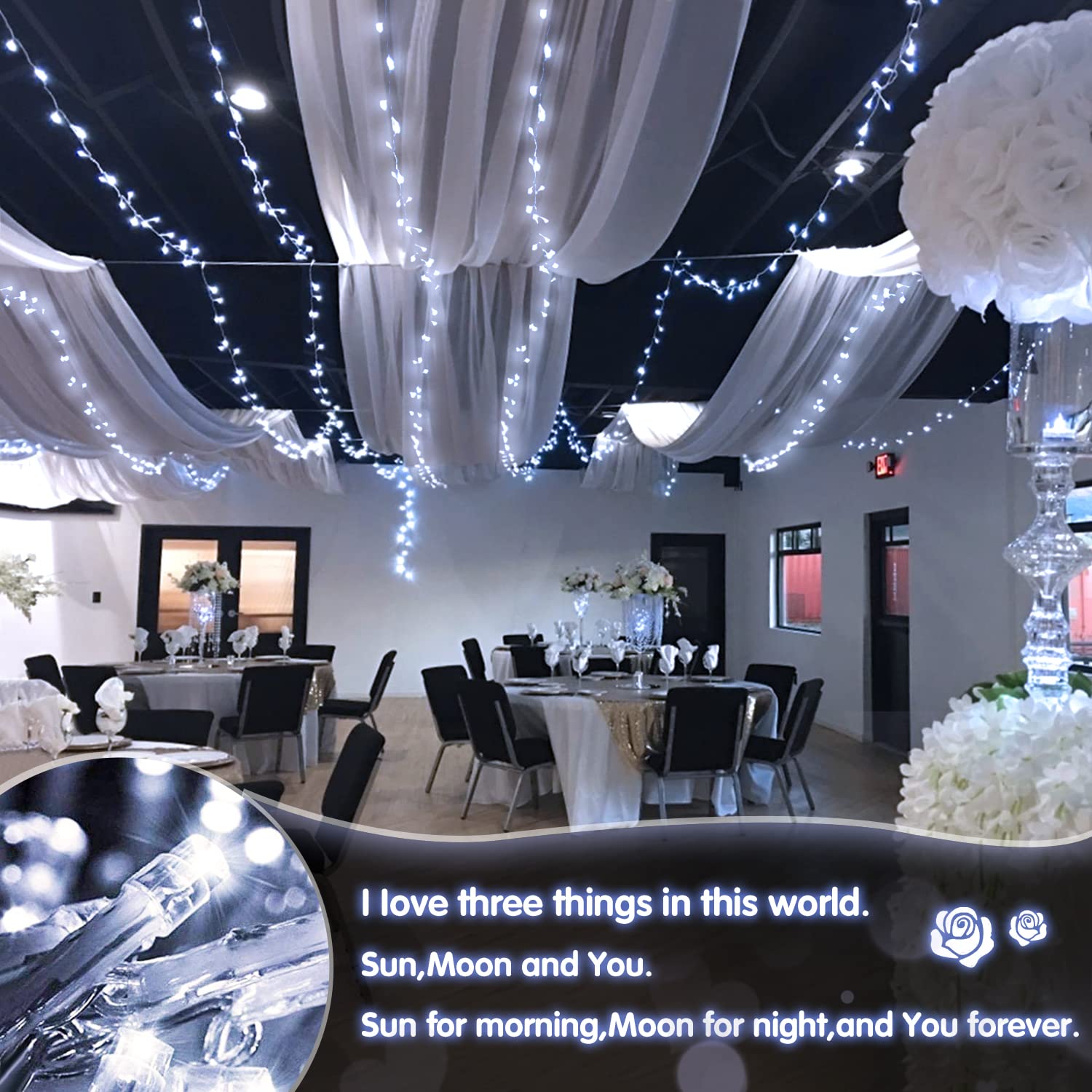 JMEXSUSS White Battery Operated String Lights Outdoor Waterproof, 33ft 100 LED Battery Power Christmas Lights Indoor, 8 Modes Twinkle Fairy Mini Lights with Remote for Wedding Bedroom Tree