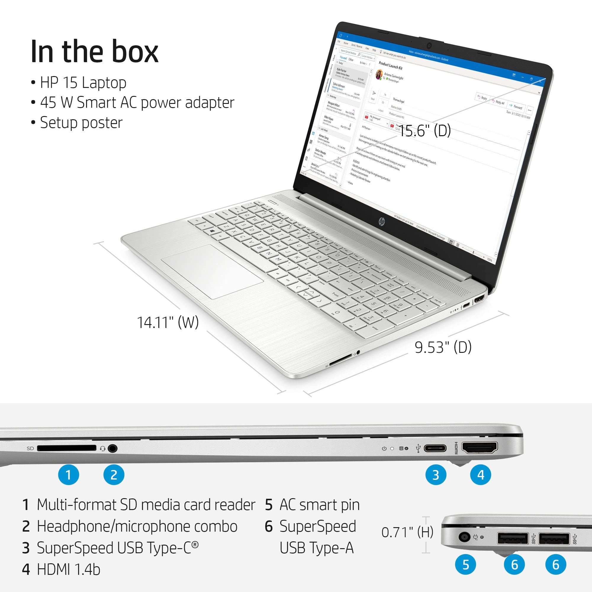 HP Newest 15.6" FHD(1920x1080) Laptop Computer, Quad-Core Intel Core i3-1115G4(> i5-1035G4), 16GB RAM, 1TB PCIe SSD, Full Size Keyboard, WiFi, HDMI, Webcam, USB-A&C, Windows 10 Home