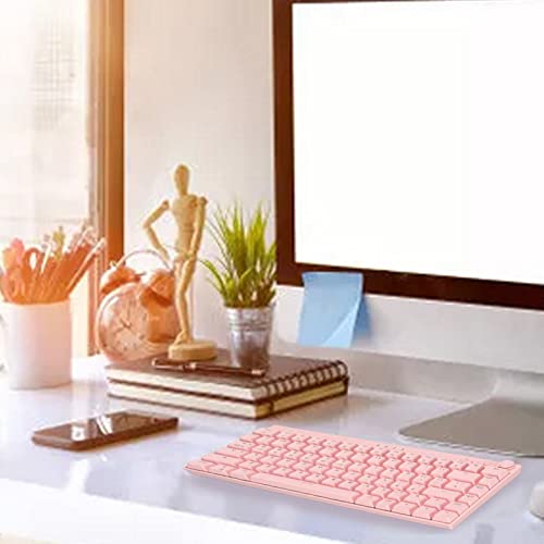 Mechanical Keyboard, 82 Keys Pink Ergonomic Gaming Keyboard with Keycap Puller, Portable RGB Backlit Keyboard for Windows for iOS for Android (Black Shaft)