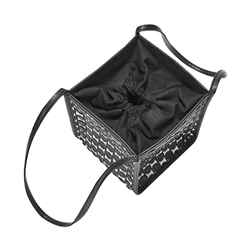 KWANI 0917 Handmade Weaving Tote Bag for Women Work bag Office Shoulder Bag (White Black)