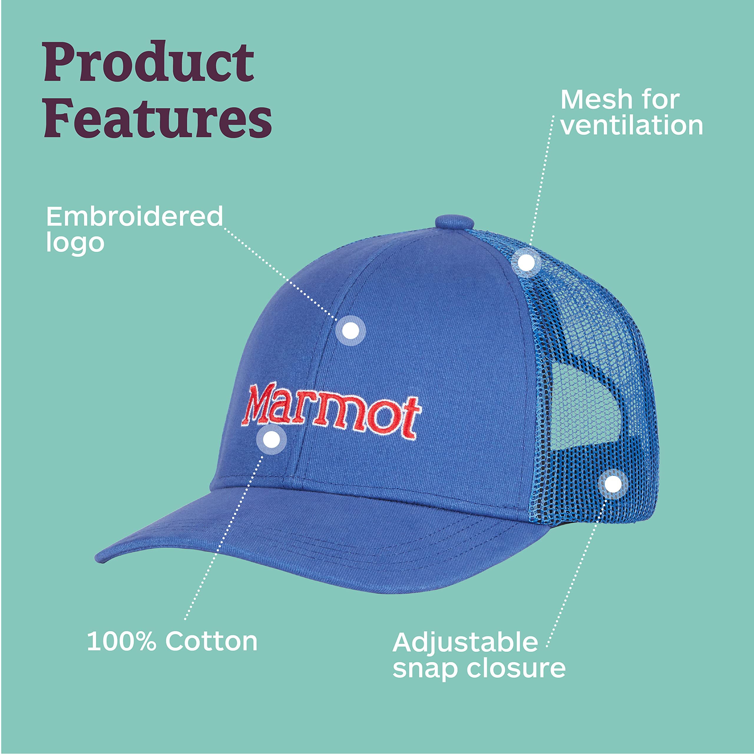MARMOT Retro Trucker Hat, Trail Blue, One Size