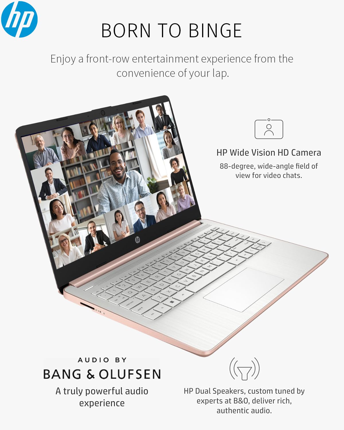 HP Newest Laptop Computer, 14β HD Light PC, Intel Quad-Core Celeron N4120, 8GB DDR4 RAM, 192GB Storage, 1-Year Office 365, Windows 11, Long Battery Life, Webcam, USB-C, Wi-Fi 5, HDMI, Rose Gold, PCM