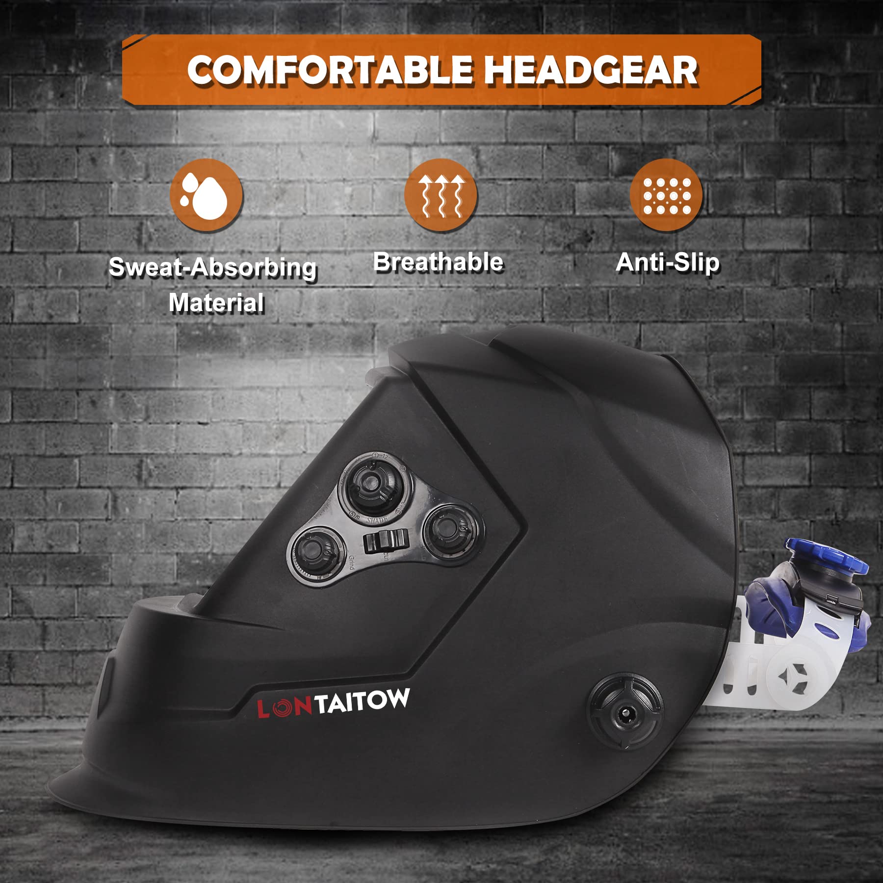 LONTAITOW Large Viewing Screen 3.94"X3.66" True Color Solar Powered Auto Darkening Welding Helmet, 4 Sensor & Wide Shade Range 4~5/9-9/13 Welding Mask for TIG MIG ARC Weld Grinding (Black)