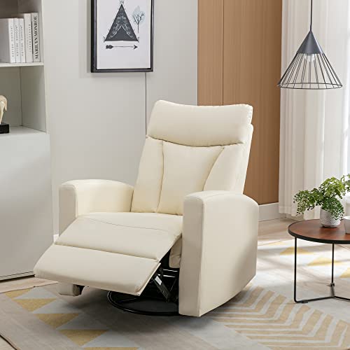 JC HOME 360 Wide Manual Rocker Swivel Footrest Glider&Swivel Recliner, White