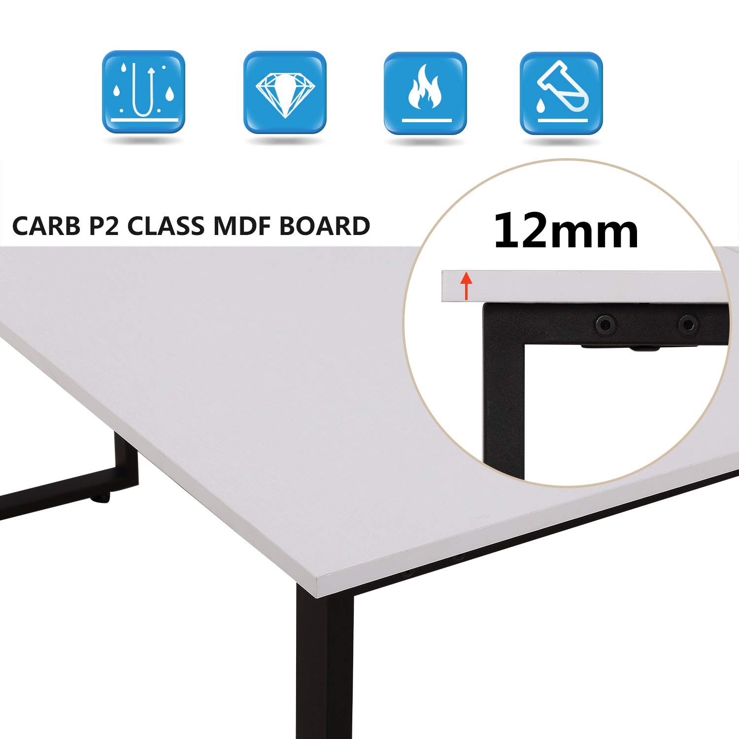 KLMM L Shaped Computer Desk 58 Inch, Laptop Study Corner Table, Gaming Table, Workstation for Home Office, Easy to Assemble (White)